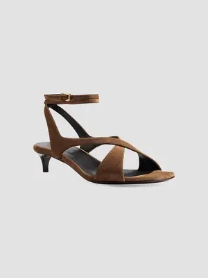 Khaite Liria 35mm Suede Ankle Strap Sandals - Dattero