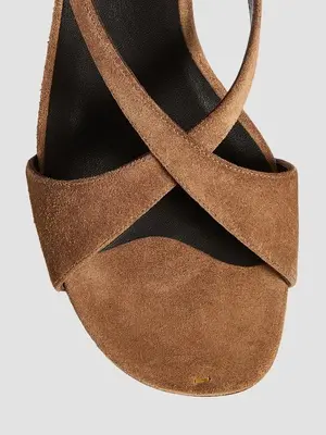 Khaite Liria 35mm Suede Ankle Strap Sandals - Dattero
