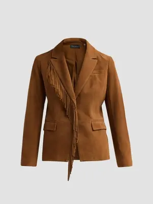 Elie Tahari Adeline Suede Jacket - Dark Sable