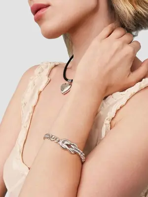 ORADINA Infinity Knot Curb Bracelet In Sterling
