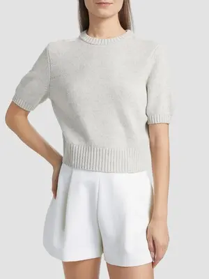TOCCIN Elsie Wool-cashmere Short-sleeve Sweater - Soft Grey