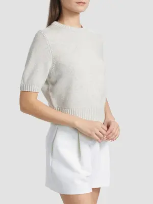 TOCCIN Elsie Wool-cashmere Short-sleeve Sweater - Soft Grey