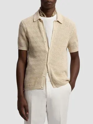 Ralph Lauren Purple Label Textured Cotton Short-sleeve Cardigan
