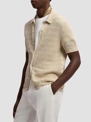 Ralph Lauren Purple Label Textured Cotton Short-sleeve Cardigan