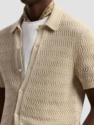 Ralph Lauren Purple Label Textured Cotton Short-sleeve Cardigan