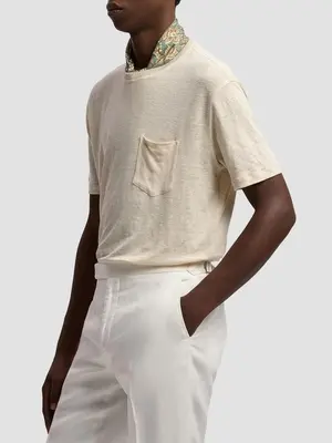 Ralph Lauren Purple Label Pocket Linen Jersey T-shirt - Limestone