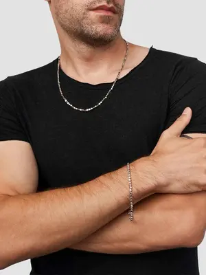 ORADINA Modern Cube Link Necklace In Sterling