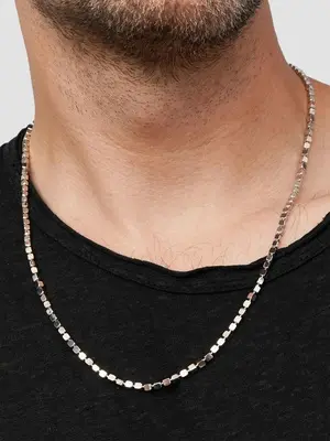 ORADINA Modern Cube Link Necklace In Sterling