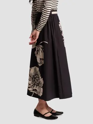 FRANCES VALENTINE Phoebe Floral Cotton Midi Skirt