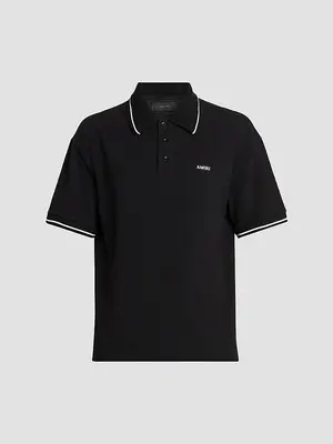 Amiri Logo Cotton Polo Shirt - Black