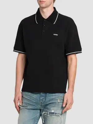 Amiri Logo Cotton Polo Shirt - Black