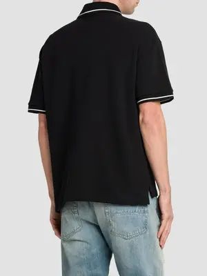 Amiri Logo Cotton Polo Shirt - Black