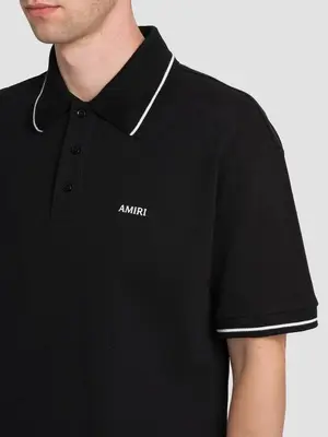 Amiri Logo Cotton Polo Shirt - Black