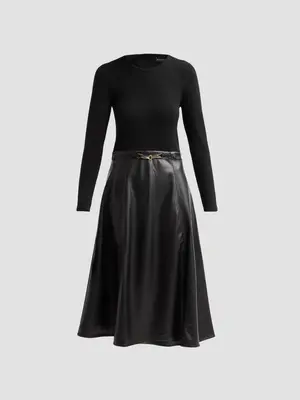 Elie Tahari The Quinn Mix-media Midi Dress - Noir