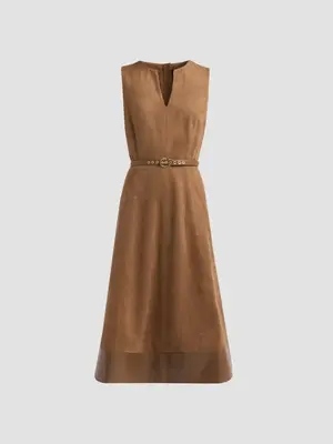Elie Tahari Paisley Faux-suede Sleeveless Dress - Dark Sable