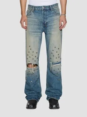 Ksubi Toro Studded Distressed Baggy Jeans - Denim