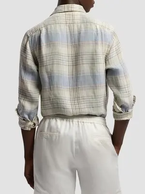 Ralph Lauren Purple Label Plaid Linen Sport Shirt