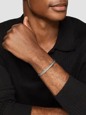 David Yurman Chevron Flex Bracelet In Sterling 6.4mm