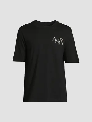 Amiri Staggered Logo Cotton T-shirt - Black