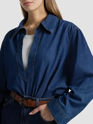 Blk Dnm Denim Tunic Top