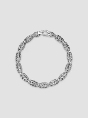 David Yurman Chevron Bead Bracelet In Sterling Silver - Diamond