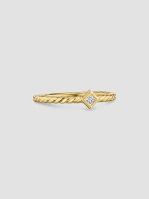 David Yurman Cable Stack Ring In 18k Yellow Gold - Diamond