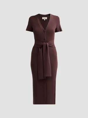 TOCCIN Agnes Short-sleeve Cardigan Midi Dress