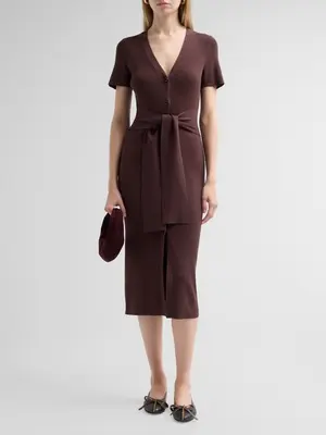 TOCCIN Agnes Short-sleeve Cardigan Midi Dress