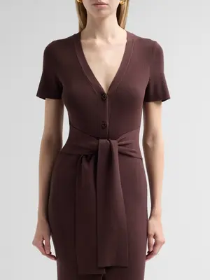 TOCCIN Agnes Short-sleeve Cardigan Midi Dress