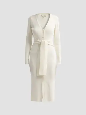 TOCCIN Lara Tie-waist Cardigan Midi Dress