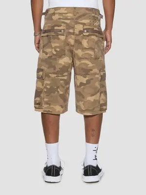 Ksubi Troop Camouflage Cargo Shorts - Tan