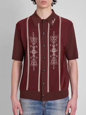Amiri Abstract Paneled Wool-blend Short-sleeve Shirt