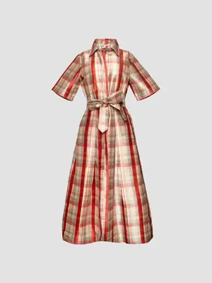FRANCES VALENTINE Bella Plaid Belted Maxi Dress
