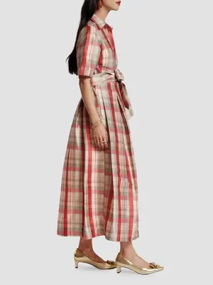 FRANCES VALENTINE Bella Plaid Belted Maxi Dress