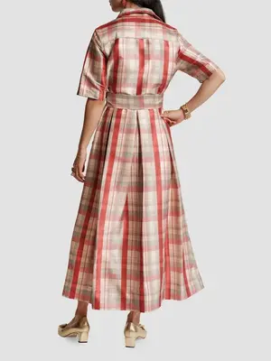 FRANCES VALENTINE Bella Plaid Belted Maxi Dress