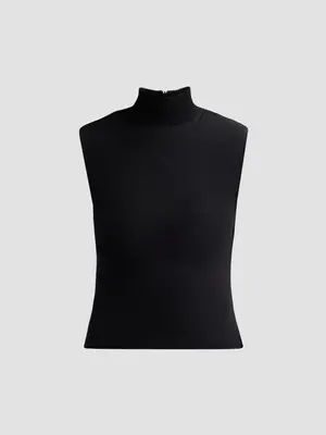 TOCCIN Diala Sleeveless Rib-knit Top - Jet