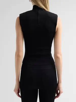 TOCCIN Diala Sleeveless Rib-knit Top - Jet