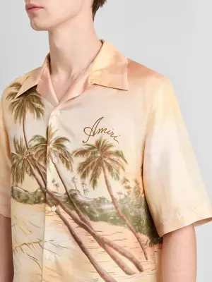 Amiri Palms Printed Silk Camp Shirt
