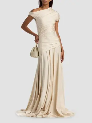 Chiara Boni La Petite Robe Becia Jj Satin Asymmetric Gown - Macadamia