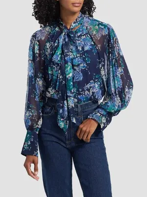 Derek Lam 10 Crosby Aderyn Floral Tieneck Blouse
