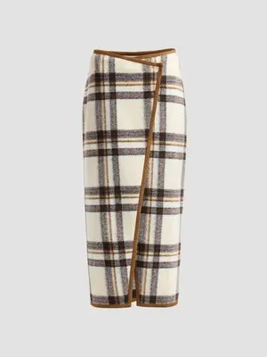TOCCIN Leia Plaid Wrap Maxi Skirt