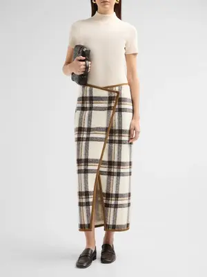 TOCCIN Leia Plaid Wrap Maxi Skirt