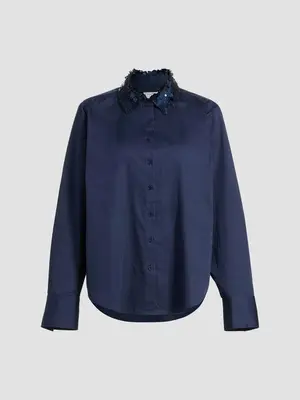 Derek Lam 10 Crosby Alina Sequined Cotton Shirt - Navy