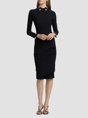 Chiara Boni La Petite Robe Embellished Jersey Midi-dress
