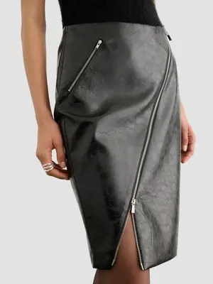 TOCCIN Verena Faux-leather Pencil Midi Skirt - Jet