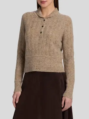 Co Cropped Henley Sweater - Antelope