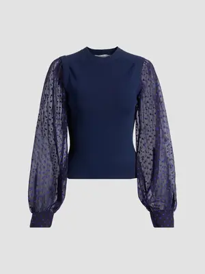 Derek Lam 10 Crosby Cerina Sheer-sleeve Sweater - Royal Blue