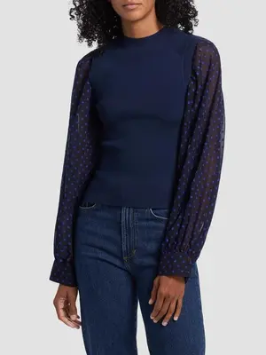 Derek Lam 10 Crosby Cerina Sheer-sleeve Sweater