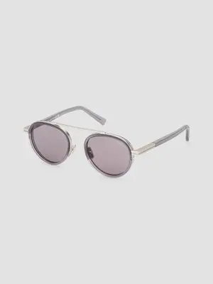 Zegna 51mm Round Metal Sunglasses - Grey