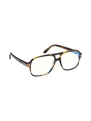 TOM FORD 58mm Blue Block Aviator Eyeglasses